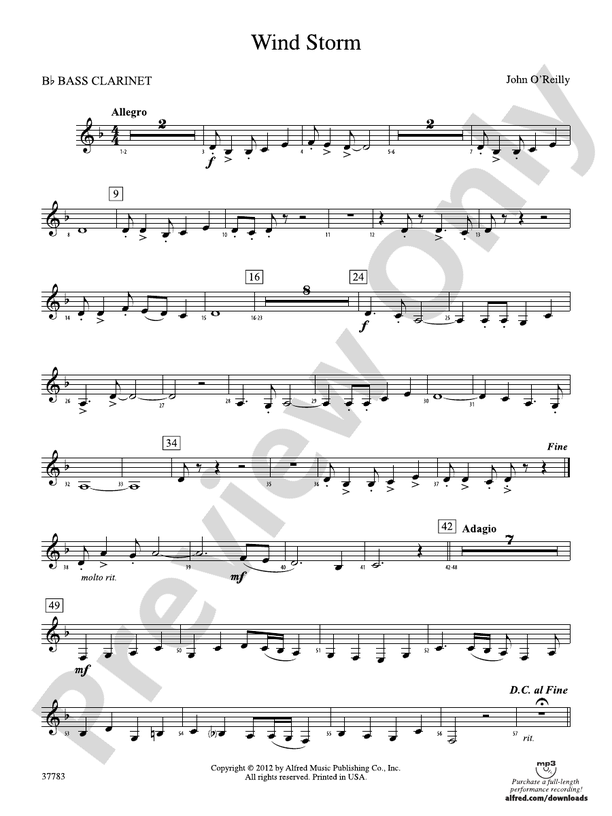 Wind Storm: B-flat Bass Clarinet: B-flat Bass Clarinet Part - Digital ...
