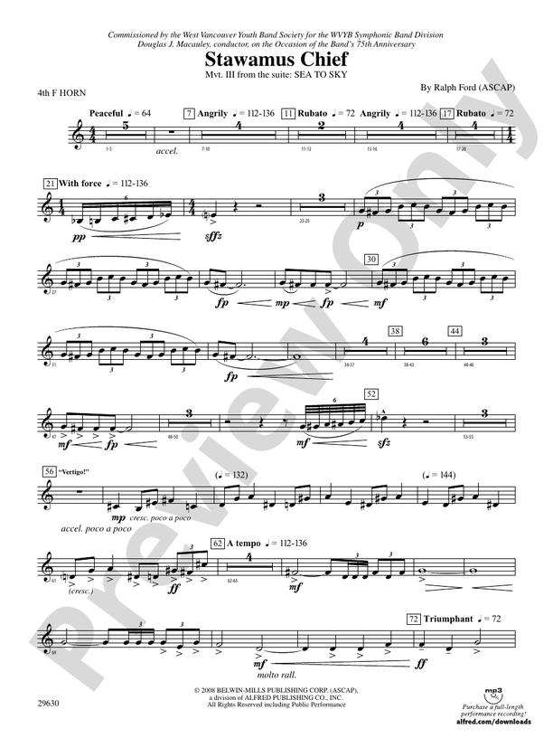 Stawamus Chief: 4th F Horn: 4th F Horn Part - Digital Sheet Music Download