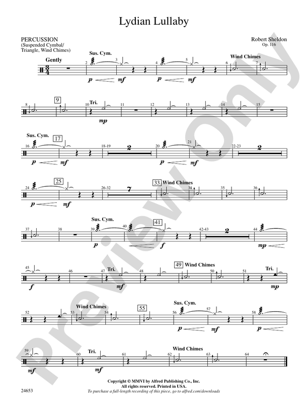 Lydian Lullaby: 1st Percussion: 1st Percussion Part - Digital Sheet ...