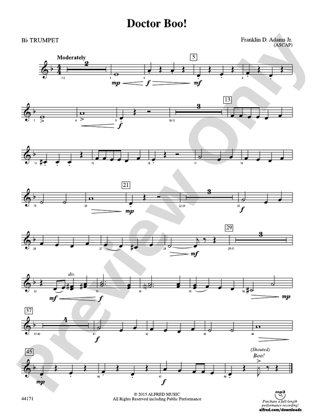 Doctor Boo!: 1st B-flat Trumpet: 1st B-flat Trumpet Part - Digital ...