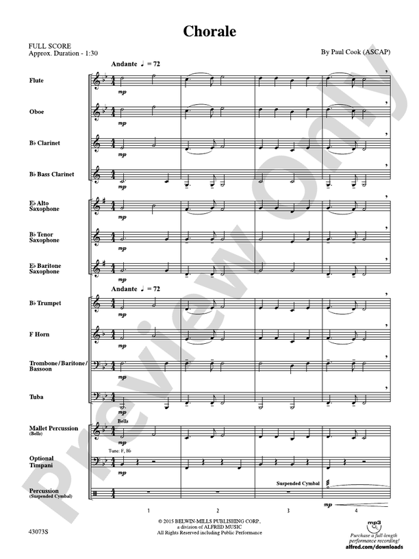 Chorale: Score: Concert Band Score - Digital Sheet Music Download
