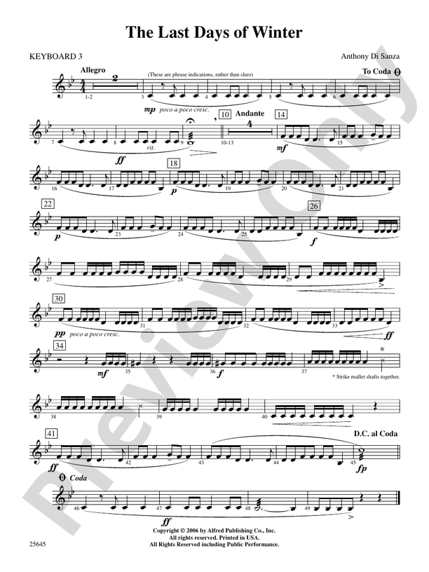 The Last Days of Winter (Keyboard Percussion Quartet): 3rd Keyboard ...