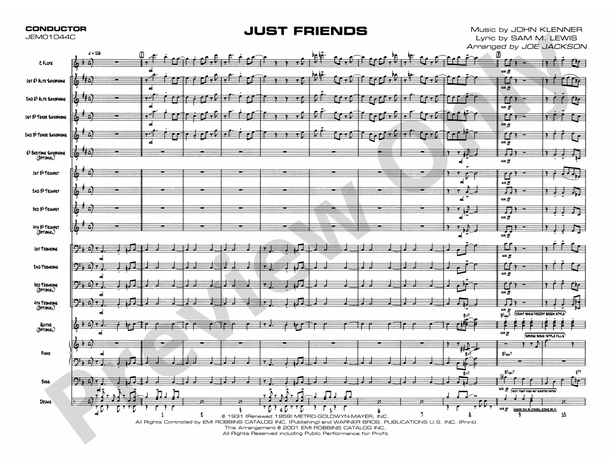 Just Friends: Score: Jazz Ensemble Score - Digital Sheet Music Download