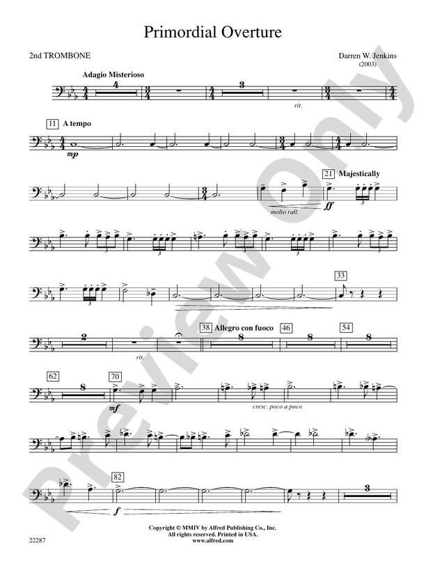 Primordial Overture: 2nd Trombone: 2nd Trombone Part - Digital Sheet Music Download