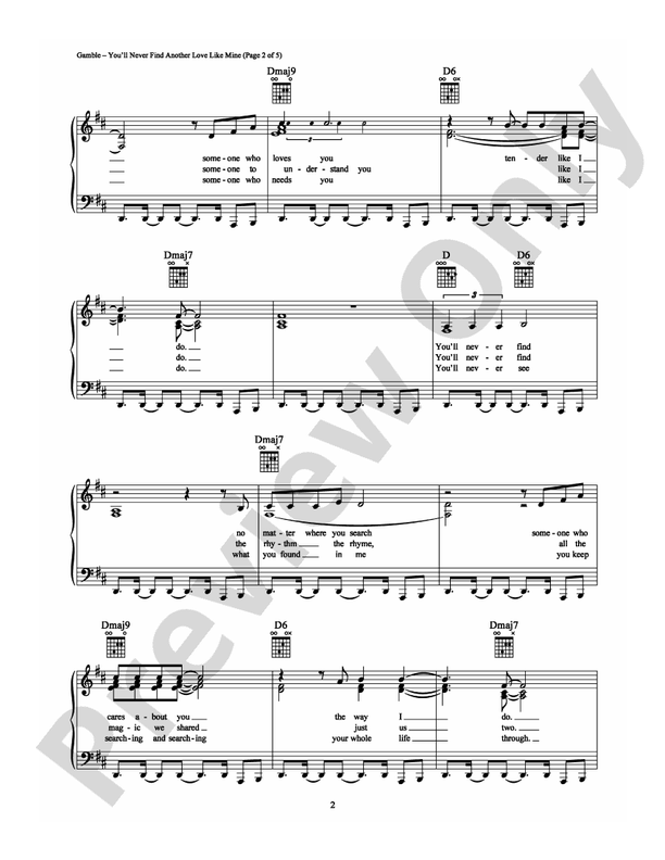 You'll Never Find Another Love Like Mine: Piano/Vocal/Chords: Lou Rawls ...