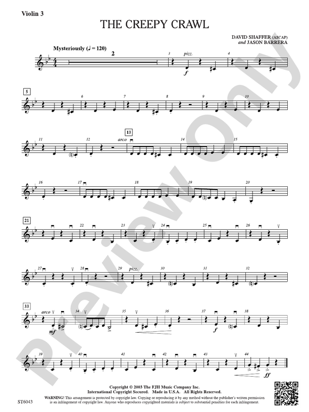 The Creepy Crawl: Optional Violin 3 (Viola): Optional Violin 3 (Viola ...