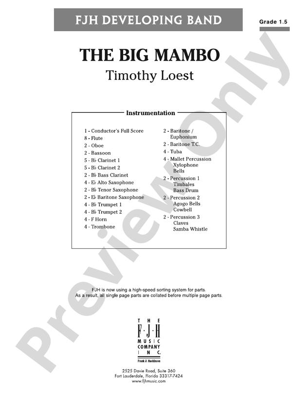 The Big Mambo: Score: Concert Band Score: Timothy Loest - Digital Sheet ...