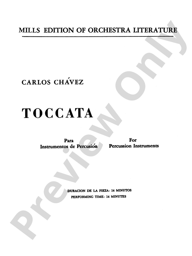 Toccata: Percussion Ensemble Book: Carlos Chávez - Digital Sheet Music ...