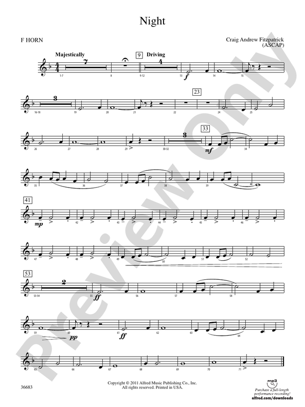 Night: 1st F Horn: 1st F Horn Part - Digital Sheet Music Download