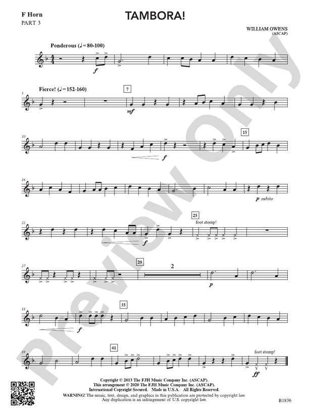 Tambora!: Part 3 F Horn: Part 3 F Horn Part: William Owens - Digital ...