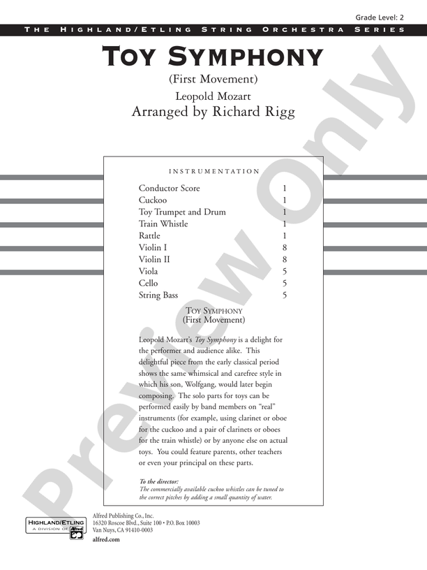 Toy Symphony, 1st Movement: Score: String Orchestra Score - Digital ...