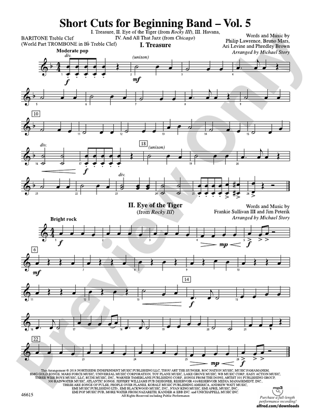 Short Cuts for Beginning Band -- Vol. 5: Baritone T.C.: Baritone T.C ...