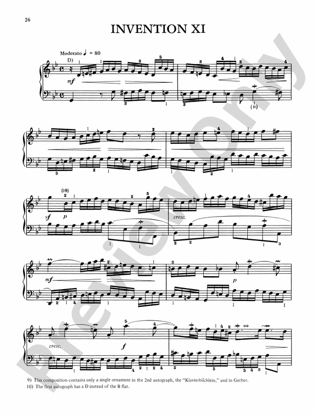 Bach: Two and Three-Part Inventions (Ed. Hans Bischoff): Invention XI ...