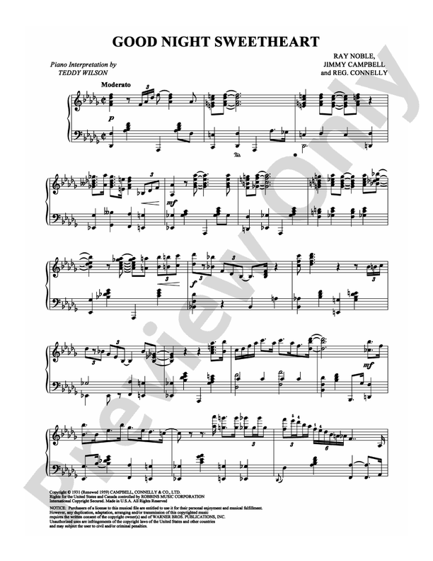 Good Night Sweetheart: Piano: Teddy Wilson - Digital Sheet Music Download