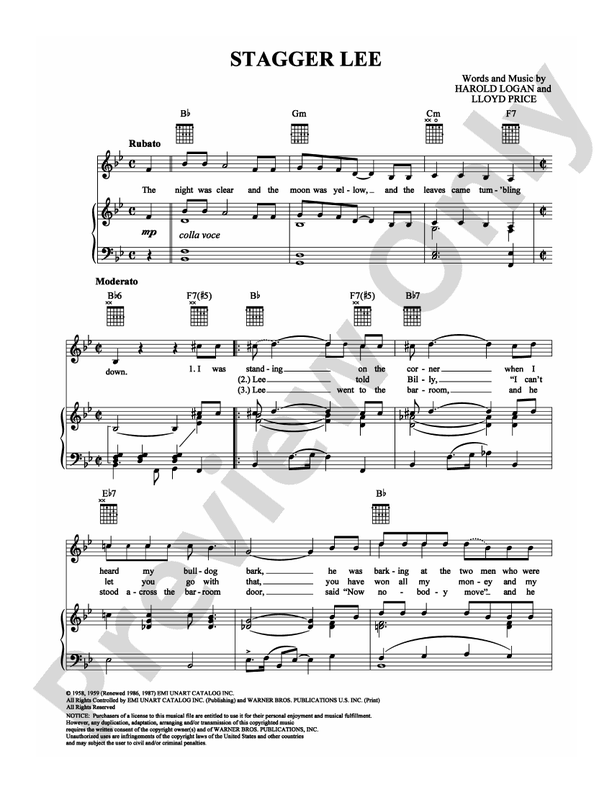 Stagger Lee: Piano/Vocal/Chords: Lloyd Price - Digital Sheet Music Download
