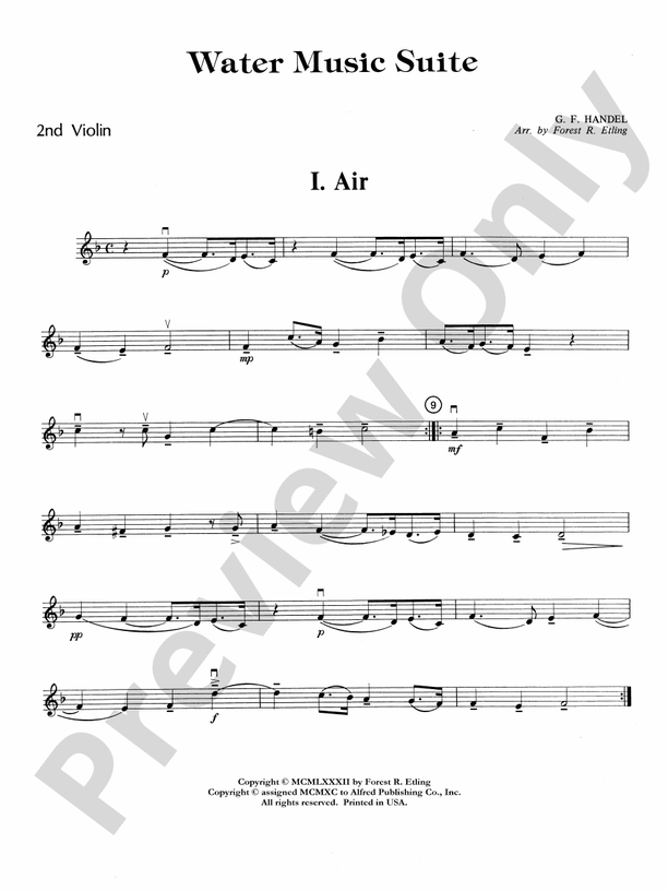 Water Music Suite: 2nd Violin: 2nd Violin Part - Digital Sheet Music ...