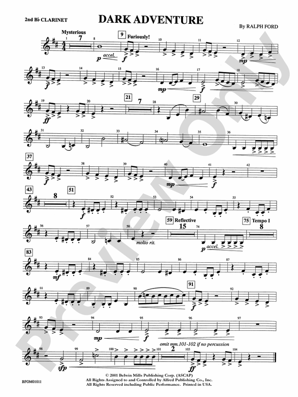 Dark Adventure: 2nd B-flat Clarinet: 2nd B-flat Clarinet Part - Digital ...