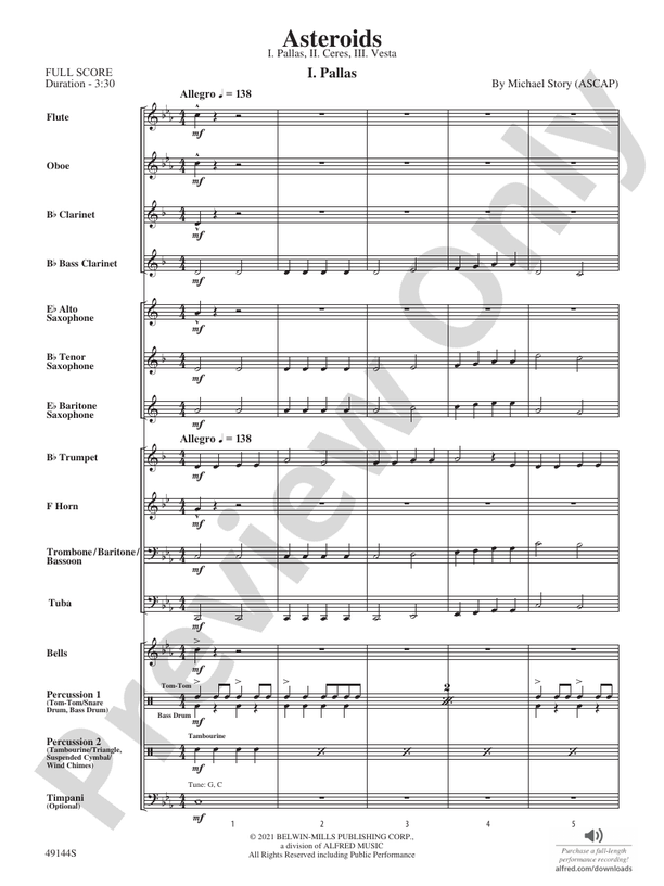 Asteroids: Score: Concert Band Score - Digital Sheet Music Download