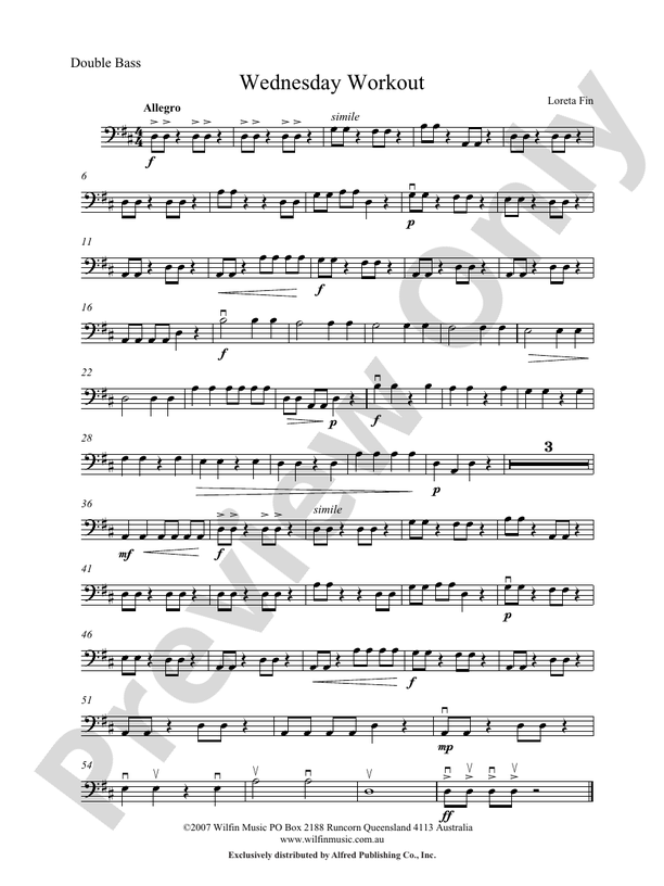Wednesday Workout: String Bass: String Bass Part - Digital Sheet Music ...