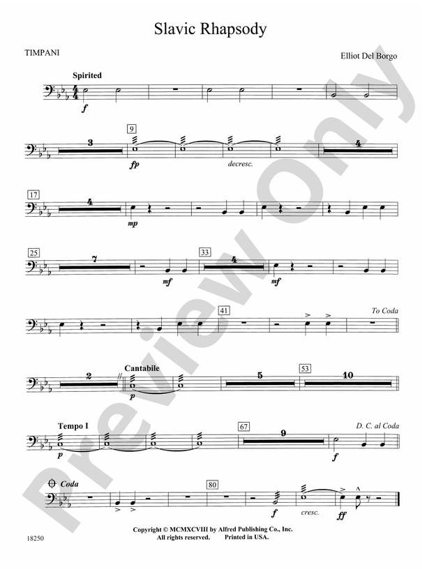 Slavic Rhapsody: Timpani: Timpani Part - Digital Sheet Music Download