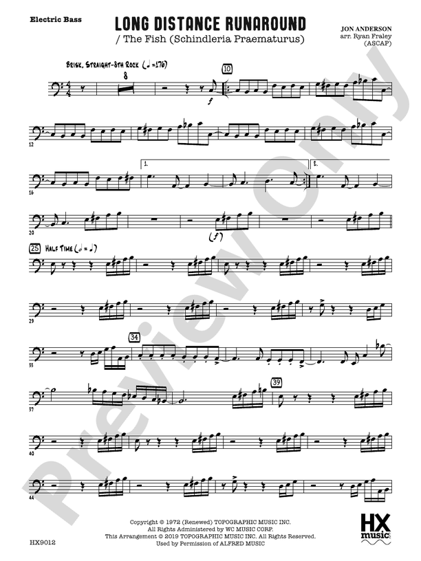 Long Distance Runaround: Electric Bass: Electric Bass Part: Jon ...