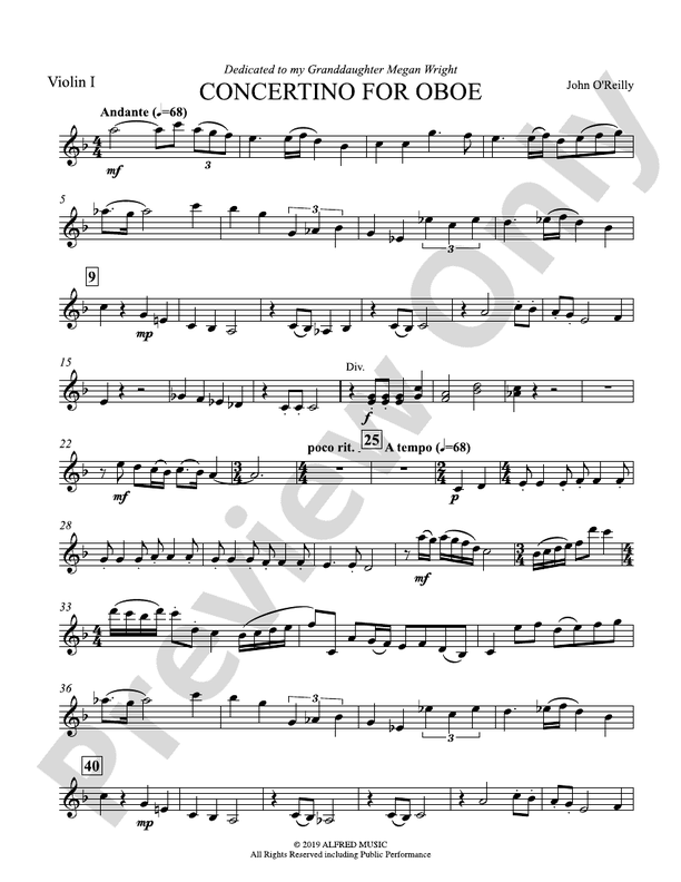 Concertino for Oboe: 1st Violin: 1st Violin Part - Digital Sheet Music ...