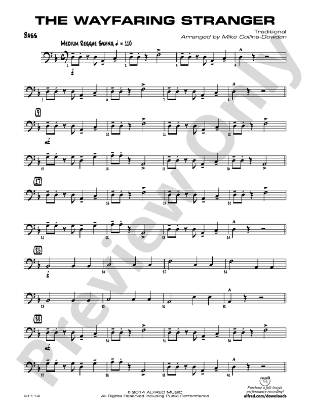 The Wayfaring Stranger String Bass String Bass Part Digital Sheet