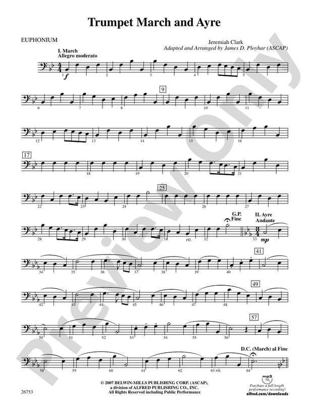 Trumpet March and Ayre: Baritone B.C.: Baritone B.C. Part - Digital ...