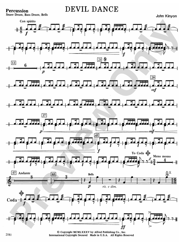 Devil Dance: 1st Percussion: 1st Percussion Part - Digital Sheet Music Download