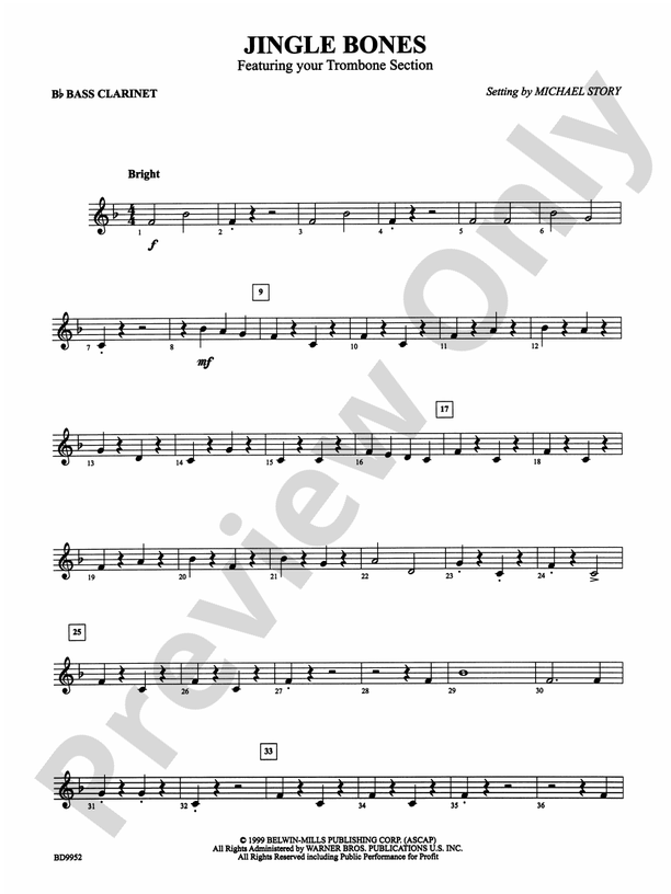 Jingle Bones: B-flat Bass Clarinet: B-flat Bass Clarinet Part - Digital Sheet Music Download