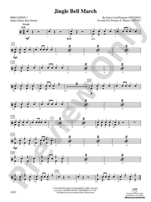 Jingle Bell March: 1st Percussion: 1st Percussion Part - Digital Sheet ...