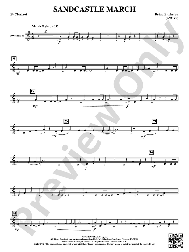 Sandcastle March: 1st B-flat Clarinet: 1st B-flat Clarinet Part: Brian Bankston - Digital Sheet ...
