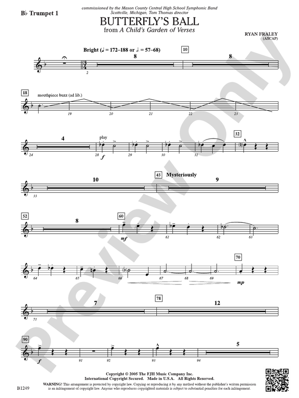Butterfly's Ball (from A Child's Garden of Verses): B-flat Trumpet 1: B ...