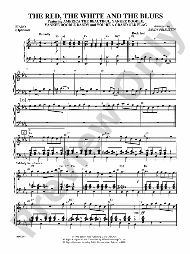 The Red, the White, and the Blues: Piano Accompaniment: Piano ...