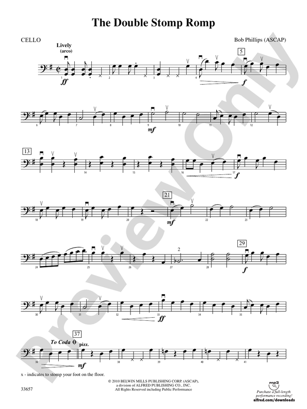 The Double Stomp Romp: Cello: Cello Part - Digital Sheet Music Download