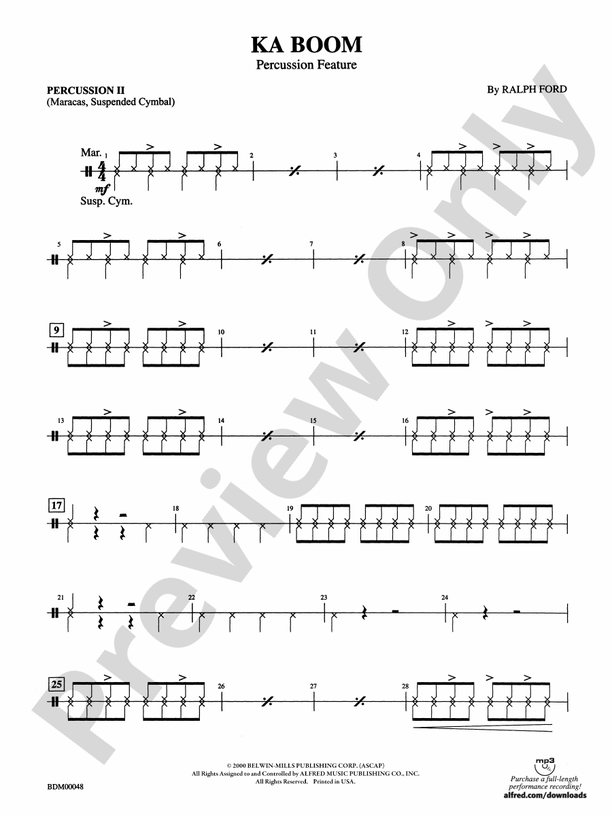 Ka Boom: 2nd Percussion: 2nd Percussion Part - Digital Sheet Music Download