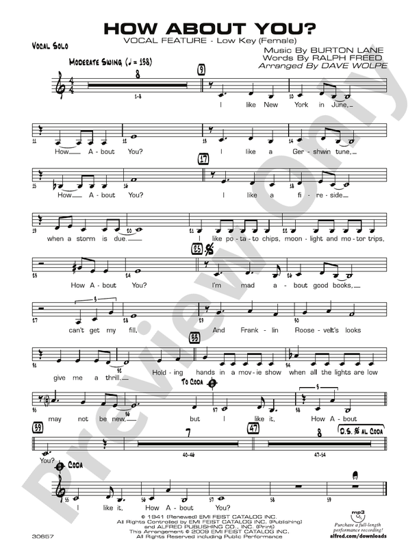How About You?: Vocal Solo: Vocal Solo Part - Digital Sheet Music Download