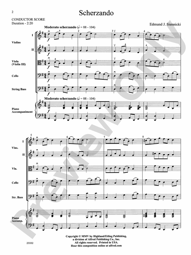 Scherzando: String Orchestra Conductor Score & Parts: Edmund J. Siennicki - Digital Sheet Music ...