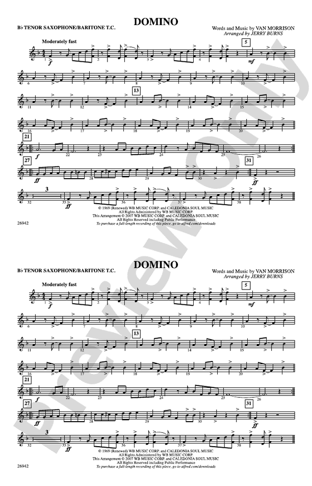 Domino: Bb Tenor Saxophone/Bartione Treble Clef: Bb Tenor Saxophone ...
