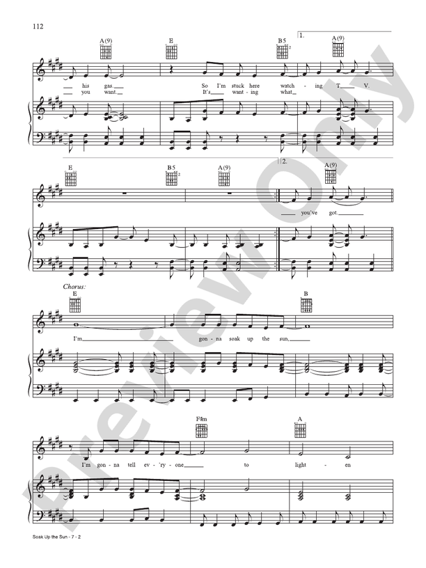 Soak Up the Sun: Piano/Vocal/Chords: Sheryl Crow - Digital Sheet Music Download