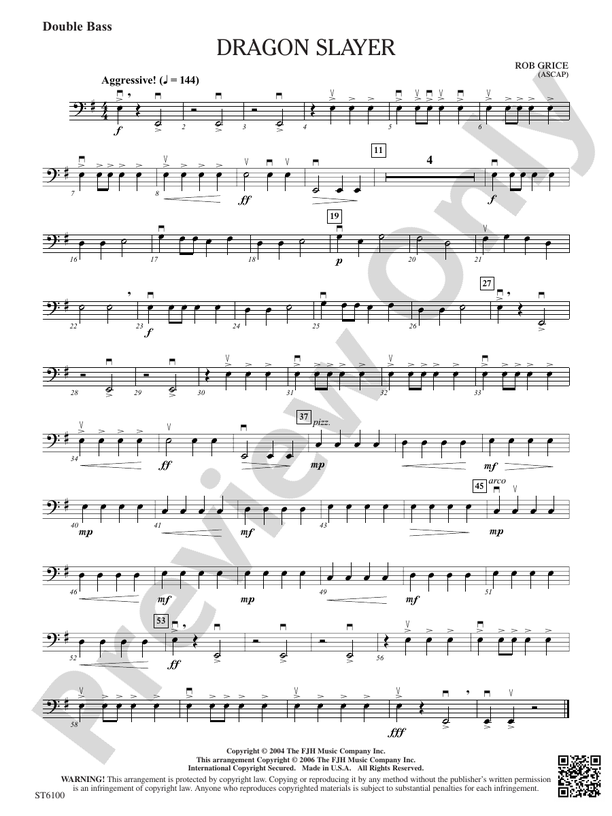 Dragon Slayer: Double Bass: Double Bass Part: Rob Grice - Digital Sheet ...