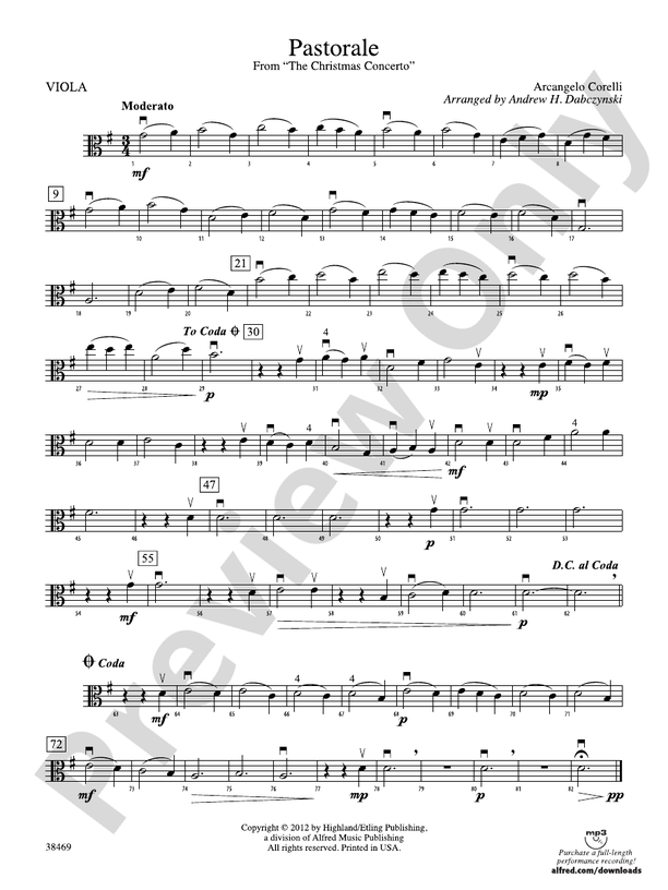 Pastorale (from The Christmas Concerto): Viola: Viola Part - Digital ...