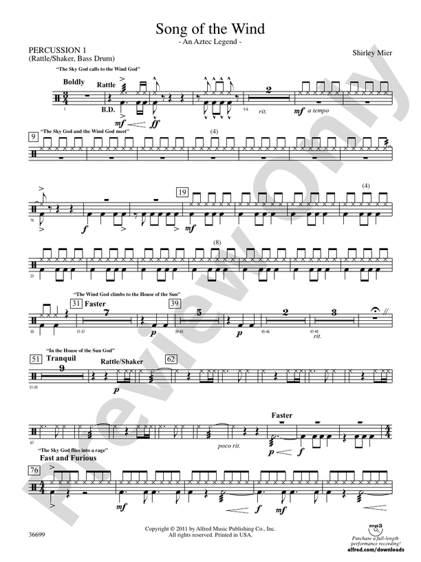 Song of the Wind: 1st Percussion: 1st Percussion Part - Digital Sheet ...