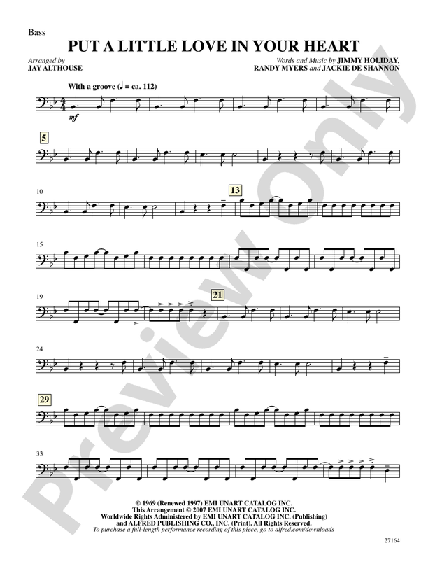 Put a Little Love in Your Heart: String Bass: String Bass Part ...