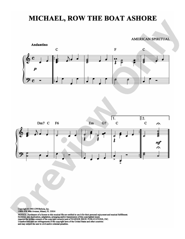 Michael, Row the Boat Ashore: Easy Piano: Traditional - Digital Sheet ...