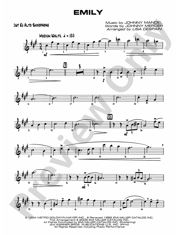 Emily: E-flat Alto Saxophone: E-flat Alto Saxophone Part - Digital ...