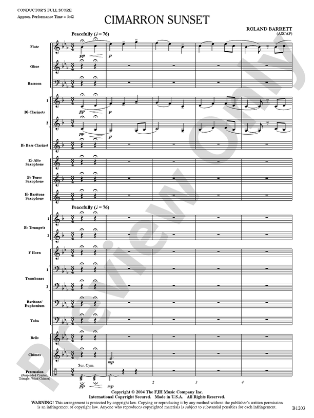 Cimarron Sunset Score Roland Barrett Digital Sheet Music Download