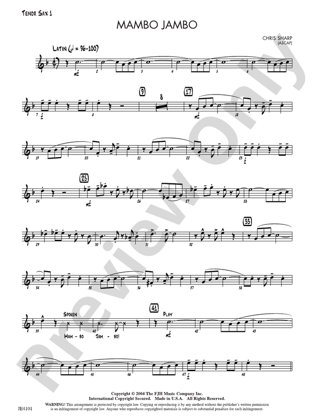 Mambo Jambo: Tenor Sax 1: Tenor Sax 1 Part: Chris Sharp - Digital Sheet Music Download