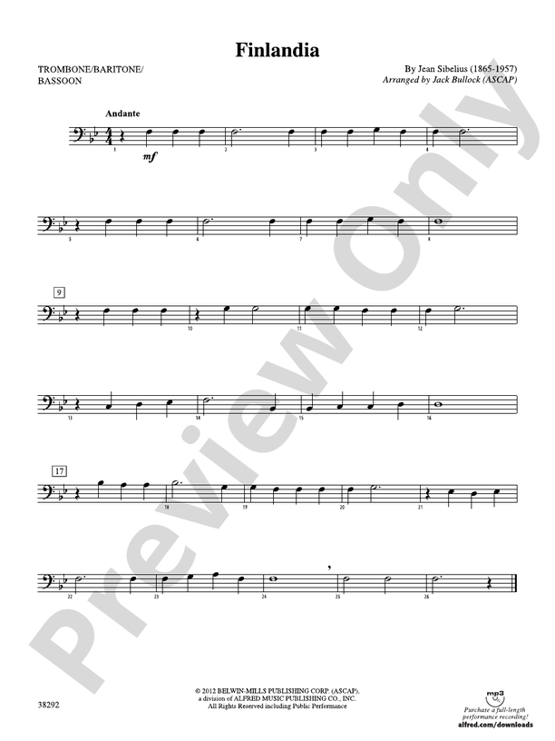 Finlandia: 1st Trombone: 1st Trombone Part - Digital Sheet Music Download