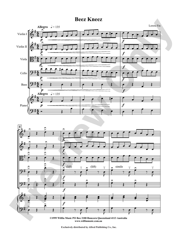 Beez Kneez: Score: String Orchestra Score - Digital Sheet Music Download